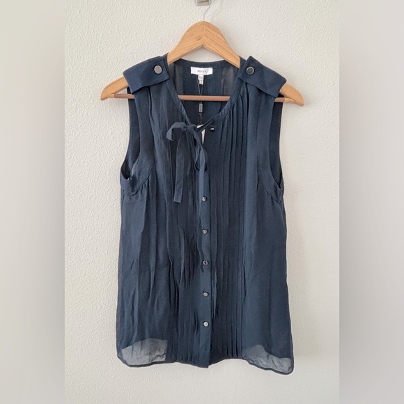 Reiss | Tops | Reiss Isabelle Pleaded Shell Navy Top | Poshmark